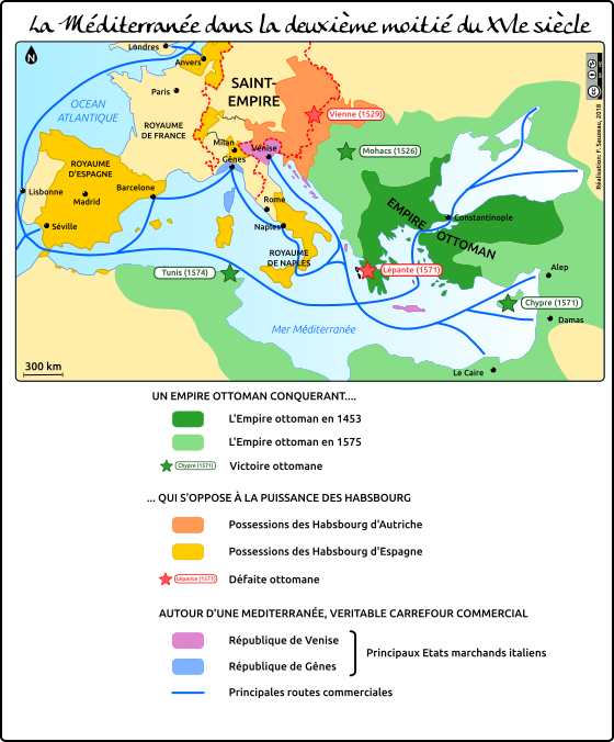 La Méditerranée au XVle siècle | L'atelier carto d'HG Sempai